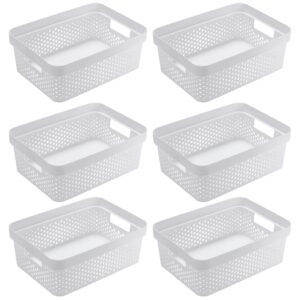 bins & things plastic rectangular storage basket, white, 11" x 11"