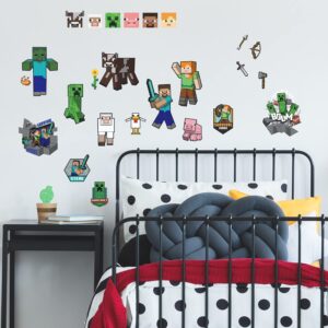 roommates rmk5366scs minecraft characters peel and stick wall decals, multi