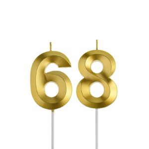 gold 68th & 86th birthday candles,gold number 68 86 cake topper for birthday decorations party decoration