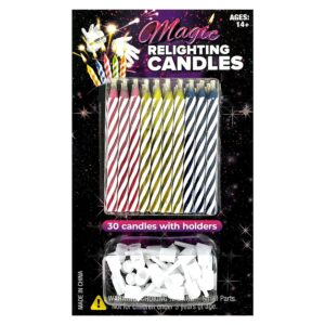 laughing smith magic relighting candles - (30 pk) - trick happy birthday party decorations for cakes - prank celebration candle - for kids & fun-loving adults