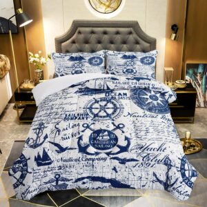 ailonen anchor comforter set for teens boys kids, nautical theme bedding set queen size,superior quilted duvet ultra soft,3 piece 1 comforter and 2 pillowcases,microfiber fabric