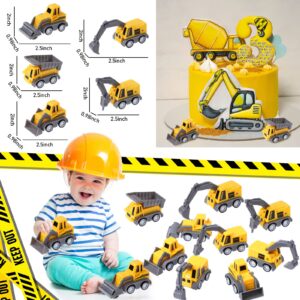 Construction Party Favors Construction Theme Birthday Party Supplies Mini Construction Vehicles Toy Rubber Bracelet Keychain Stamper Button Pin Truck Stickers Bags for Birthday Party Gift (12 Sets)