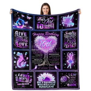 yufobel birthday gifts for 10 year old girl, 10th birthday gifts for girls blanket, gifts for 10 year old girls, 10th birthday decorations for teenage girl, 10 year old girl gift ideas throw 60"x50"