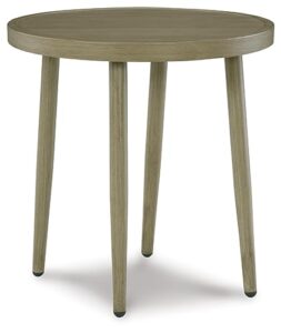 signature design by ashley swiss valley casual outdoor end table, light brown