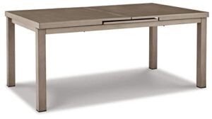 signature design by ashley beach front contemporary outdoor dining extension table, light brown