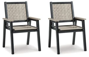 signature design by ashley mount valley arm chair, 2 count, light brown & black