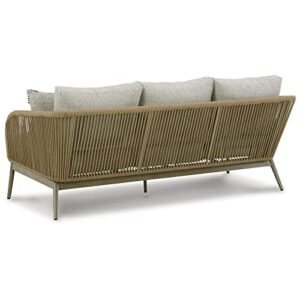 Signature Design by Ashley Swiss Valley Bohemian Outdoor Sofa with Cushion, Light Brown