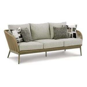 signature design by ashley swiss valley bohemian outdoor sofa with cushion, light brown