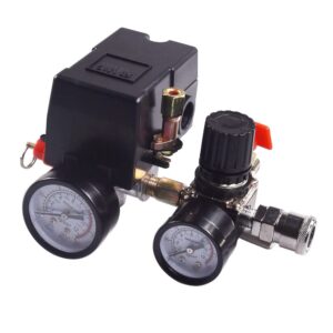 fbang air compressor pressure switch with pressure regulator, 90-120 psi air compressor switch equips pressure gauge