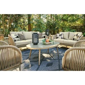 Signature Design by Ashley Swiss Valley Bohemian Outdoor Sofa with Cushion, Light Brown