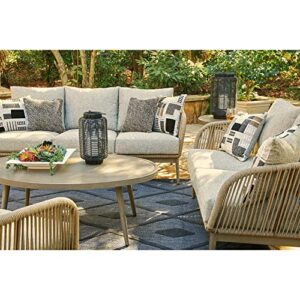 Signature Design by Ashley Swiss Valley Bohemian Outdoor Sofa with Cushion, Light Brown