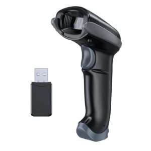 teemi 2d bluetooth barcode scanner wireless qr code reader handsfree screen scanning bar code scan gun with one press battery replaceable feature (no usb cradle)