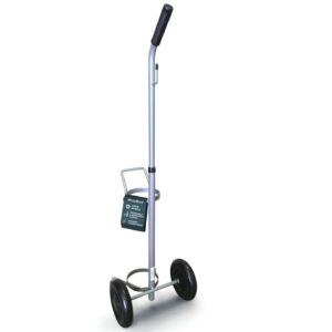 resone lightweight single d/e oxygen cylinder cart, adjustable handle, durable powder-coated finish, portable oxygen tank cart with wheels, holds 1 d size or e size cylinder, medical oxygen transport