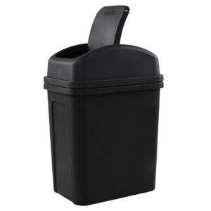 idotry 1.8 gallon / 7 liter plastic trash can, small garbage bin with swing lid, black