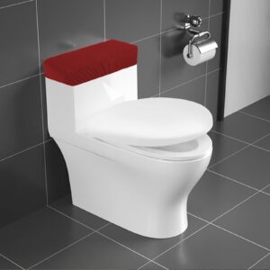 azhchke toilet tank lid cover, bathroom stretch washable spandex toilet tank protector cover with elastic bottom, burgundy