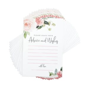 urroma 4”x6” wedding advice and wishes cards, 50 pcs floral advice and wishes cards for receptions dinner parties and celebrations bridal shower table decor