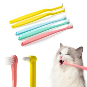 e.m&s.t by emmeliestella small dog & cat toothbrush micro head, cat dental care, pets toothbrush, oral hygiene, easy to handle, deep clean, soft bristles, multi-angle, round&pointed toothbrush, 5 pcs