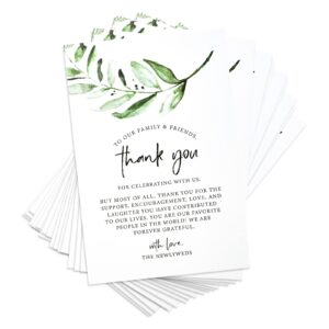 urroma 4"x6" rustic greenery thank you cards, 50 pcs table place cards for weddings, receptions dinner parties events and celebrations