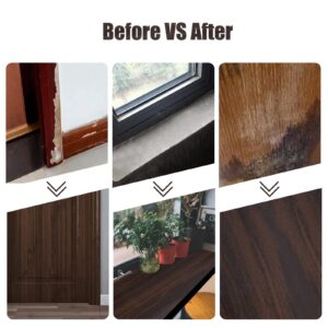 4" X33' Size Realistic Wood Grain Repair Tape, Self Adhesive Wood Grain Repair Patch for Tables, Chairs, Doors, Windows, Floors, Furniture Renovation, Handicraft DIY. With Plastic Scraper. Dark Walnut