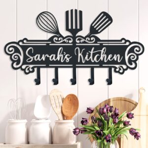 personalized kitchen wall decor，custom kitchen hooks for utensils, personalized kitchen utensil rack, custom metal kitchen hooks for mothers day gifts, grandmother's gift.