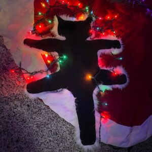 fried cat rug - national lampoon cousin eddie griswold fans, fried cat decorative fur trimmed rug, light up fried cat rug, christmas vacation cat rug, funny christmas light decoration (colorful light)