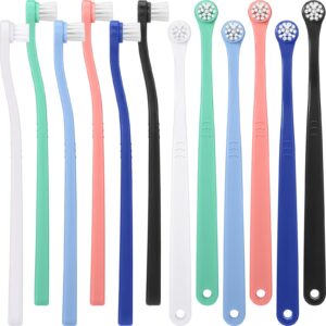 yinder 12 pcs cat toothbrush small dog toothbrush mini head soft bristles dog tooth brush gentle pet toothbrush long handle tooth brush for puppy cats large and small dog dental care (2 colors)