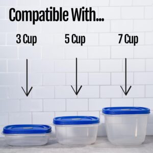 3/5/7 Cup Replacement Lids for Rubbermaid Food Storage Containers Steam Vent (4-Pack, Blue)