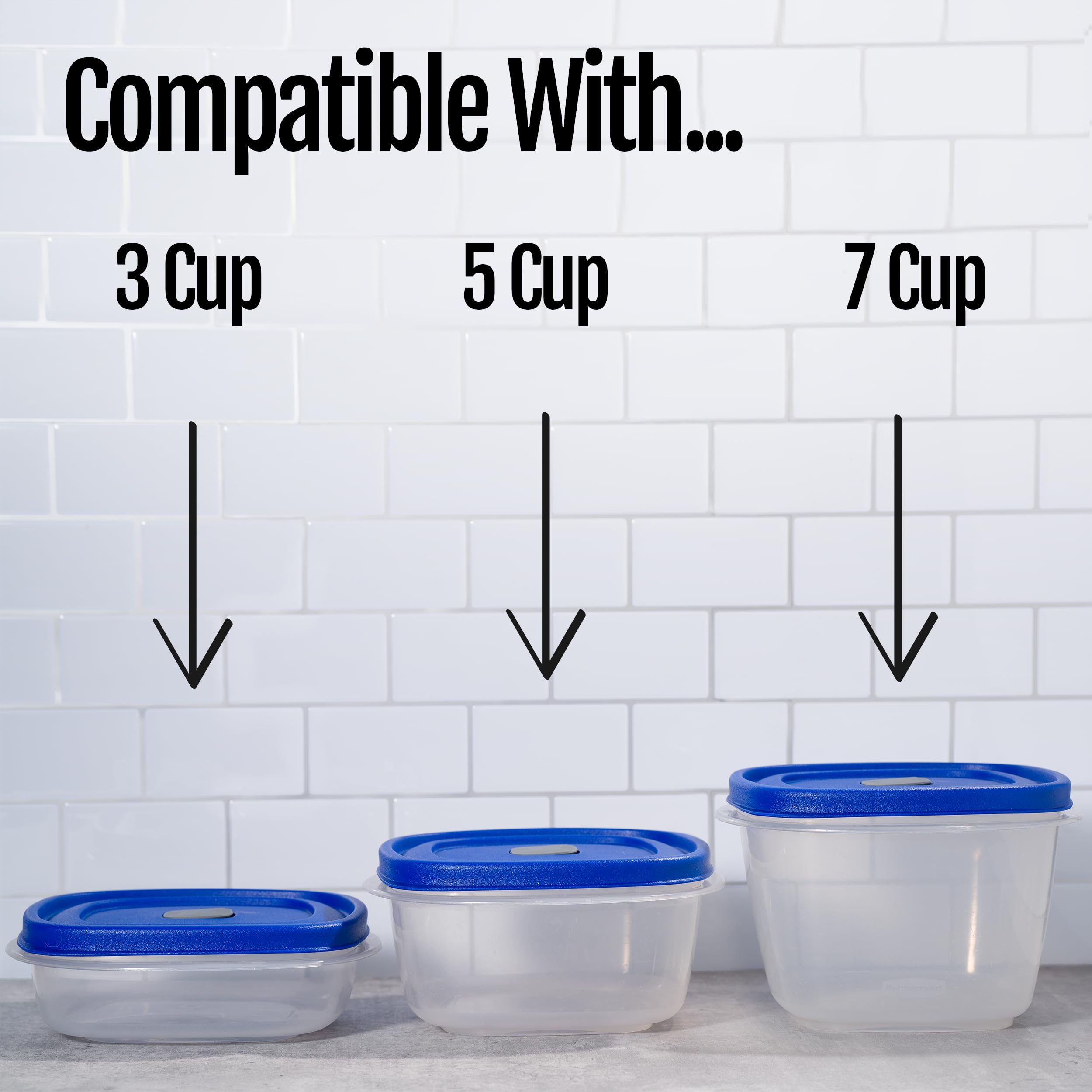 3/5/7 Cup Replacement Lids for Rubbermaid Food Storage Containers Steam Vent (4-Pack, Blue)