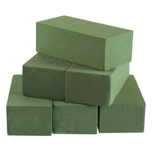 floral foam blocks for fresh and artificial flowers, 6 pcs each 8" l x 4" w x 3" h wet and dry green florist foam for weddings, birthday parties and holiday decorations