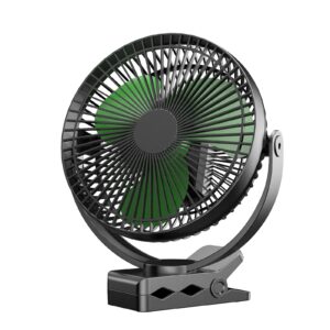 clip on fan, rechargeable portable fan, 8 inch small desk fan - 10000mah battery powered fan with 4 speed, 360° rotation personal fan suitable for golf cart, bedroom, travel and camping (green)