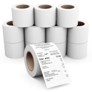 misofuki 12 rolls 2.28”x85ft. weak sticky thermal linerless labels compatible for epson tm-l90 liner-free thermal pos printer,bixolon srp-s300lx/tx,srp-s320,srp thermal receipt printer