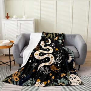 erosebridal snake bed blanket twin 60x80 sun and moon throw blanket moth sugar skull fleece blanket for kids boys girls lightweight galaxy starry sky butterfly animal flannel blanket living room decor