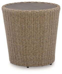 signature design by ashley danson bohemian outdoor end table, light brown