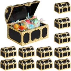 toyvian 12pcs pirate treasure chests plastic candy storage boxes treasure chest toys vintage pirate jewelry box games toy set pirate birthday party favors supplies for boys girls halloween party