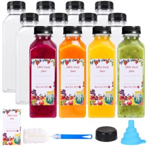 superlele 12pcs 16oz juice containers with lids, juice bottles for juicing, juicer bottles, 16oz water bottle, juicing bottles reusable, plastic juice bottles with caps