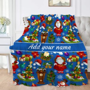 custom christmas blanket personalized custom name christmas throw blanket soft cozy flannel blanket—medium 60"x50" (twin) teen