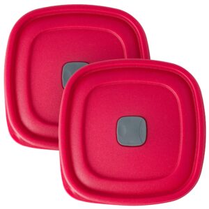 3/5/7 cup replacement lids for rubbermaid food storage containers steam vent (2-pack, red)