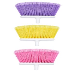 soft sweep broom heads only (1 fuchsia/1 violet/1 yellow, 3 heads total)