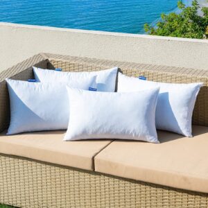 miulee 12 x 20 pillow inserts - pack of 4 water resistant shredded memory foam outdoor pillows - decorative premium pillow forms stuffer for couch patio furniture living room