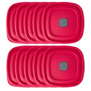 3/5/7 cup replacement lids for rubbermaid food storage containers steam vent (10-pack, red)