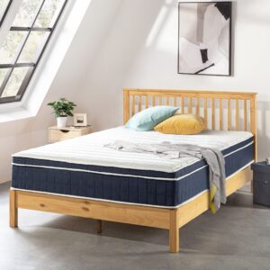 mellow 12 inch rena euro top pocket spring hybrid mattress with green tea memory foam, full,navy