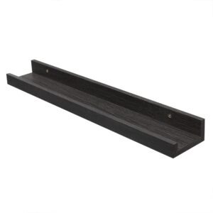 home basics 24" floating shelves, wall shelves for bathroom, living room, bedroom, kitchen decor, shelves with invisible brackets (onyx)