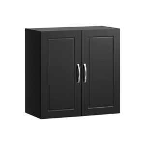 sobuy bathroom kitchen wall cabinet, garage or laundry room wall storage cabinet, bathroom wall cabinet, linen tower bath cabinet, cabinet with shelf, black frg231-sch