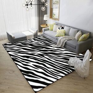 black white zebra striped large area rugs, modern art runner rugs, non-slip floor throw mat, rectangle carpet for living room, bedroom, hallway front entrance, kitchen, dining, 3' x 5'