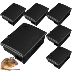 6 pack rat bait stations large rodent bait station with key reusable mouse bait stations mice bait blocks heavy duty bait boxes for outdoor rodents mice bait blocks, bait not included (black)