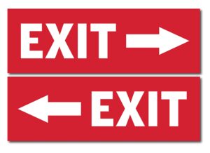 shop a thing – exit sign sticker - vinyl red exit sign decal for hotels, restaurants, petrol pump, and emergency way – waterproof sticker for indoor and outdoor use – decal pack of 2 - sat -17