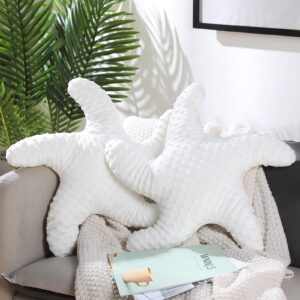 fumete starfish pillow beach starfish shaped throw pillows 20'' starfish stuffed animal cute plush coastal decor ocean star pillow plush cushion for kid bedroom living room sofa couch (white, 2 pcs)