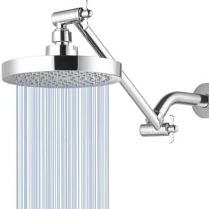 nuodan high pressure rain shower head with 11'' extension arm - high flow rainfall showerhead - luxury modern look - pressure boosting (chrome)