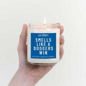 CE Craft - Smells Like a Dodgers Win Candle - Funny Birthday Gift for Him - Baseball Themed Gift - Gift for Dad, Boyfriend - Dodgers Gift (Sugar Cookie)