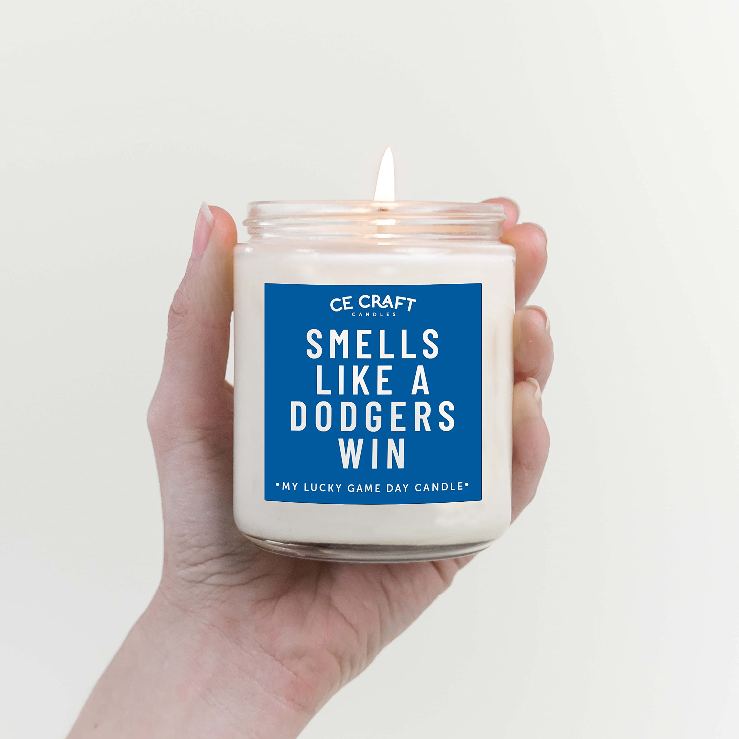 CE Craft - Smells Like a Dodgers Win Candle - Funny Birthday Gift for Him - Baseball Themed Gift - Gift for Dad, Boyfriend - Dodgers Gift (Sugar Cookie)